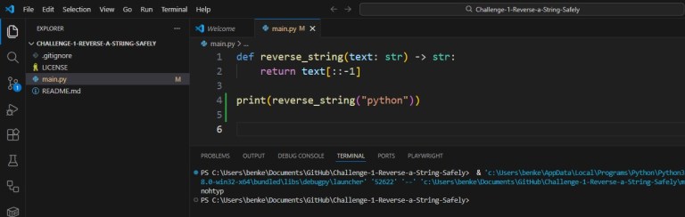 Challenge 1: Reverse a String Safely – SolveWithPython